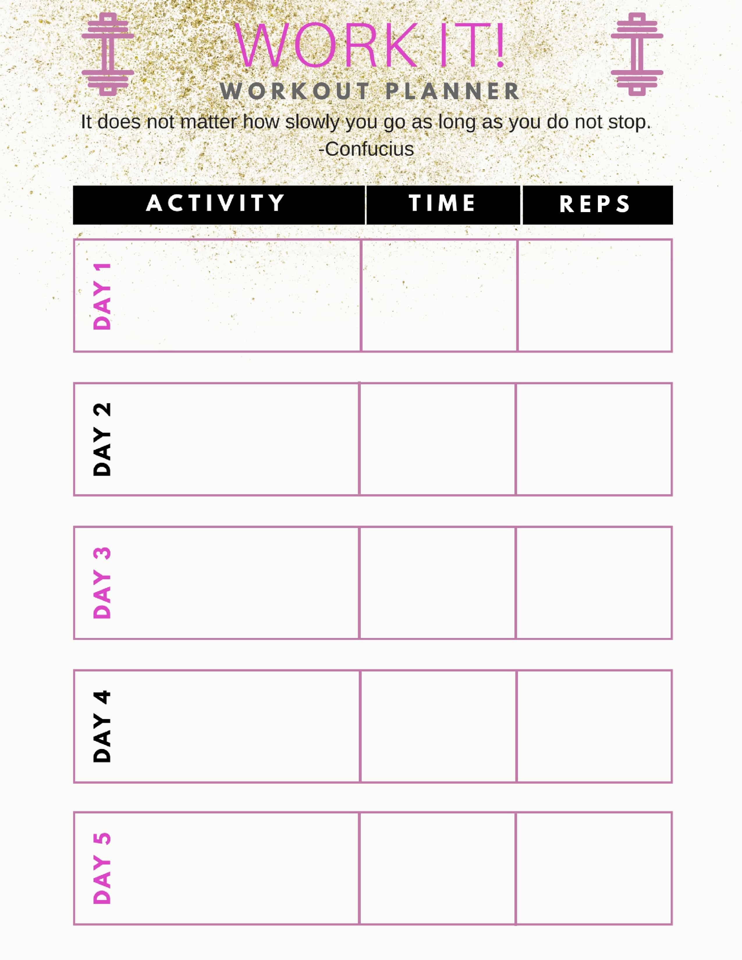 WORKOUT PLANNER 1 Radical Transformation Project