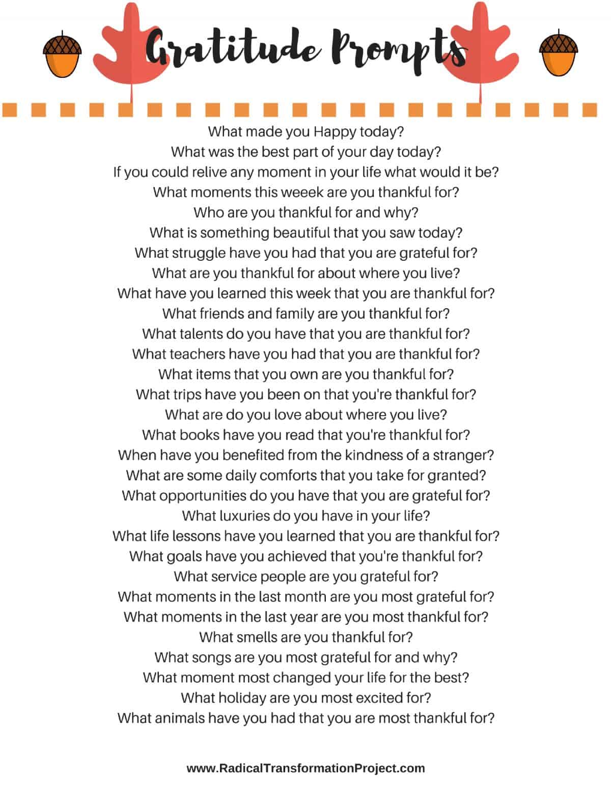 Thanksgiving Gratitude Prompts